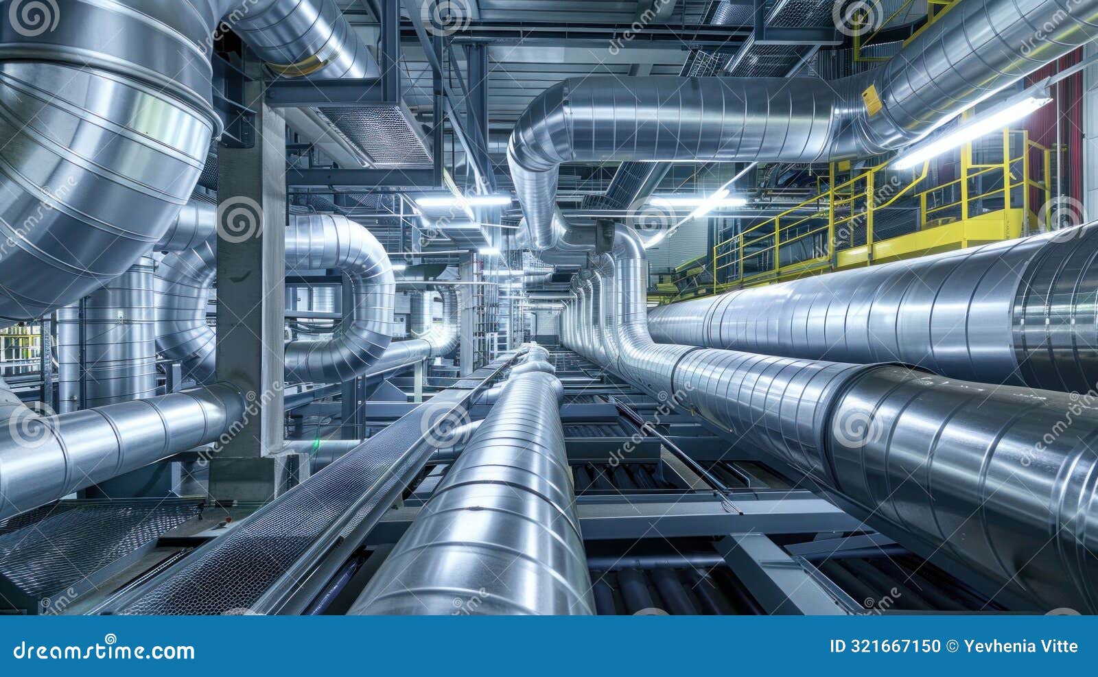 Complex Industrial Pipe System in a Modern Facility. Generative Ai ...