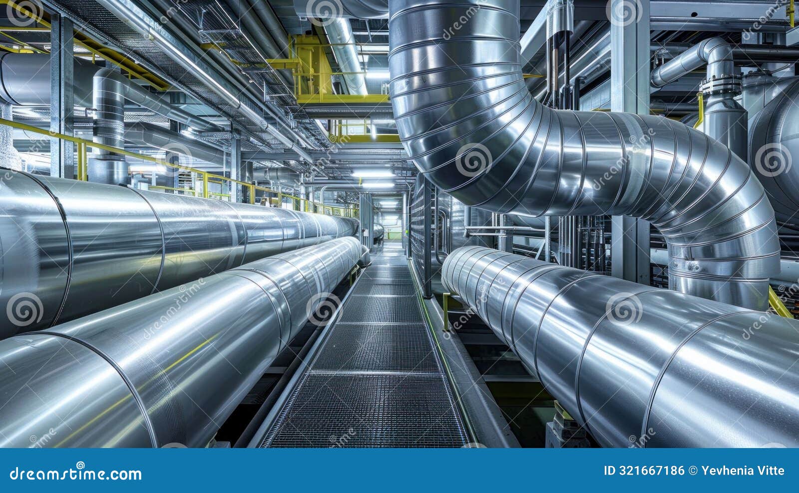 Complex Industrial Pipe System in a Modern Facility. Generative Ai ...
