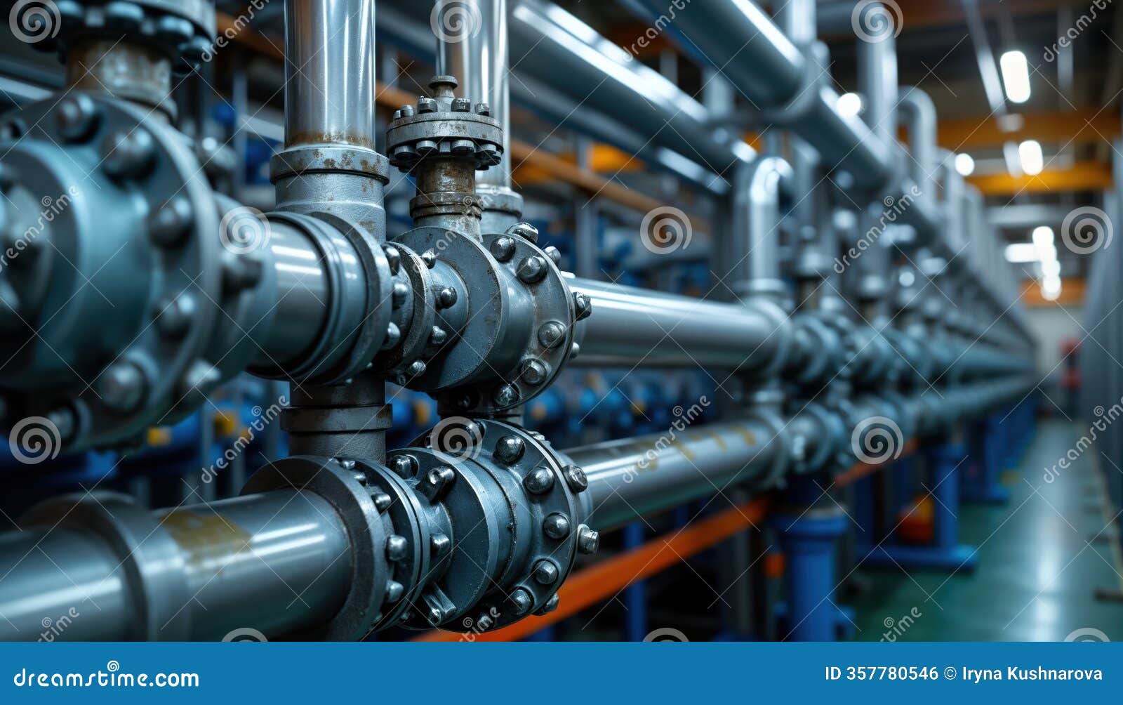 Complex Industrial Piping System with Interconnected Metal Pipes. Tight ...