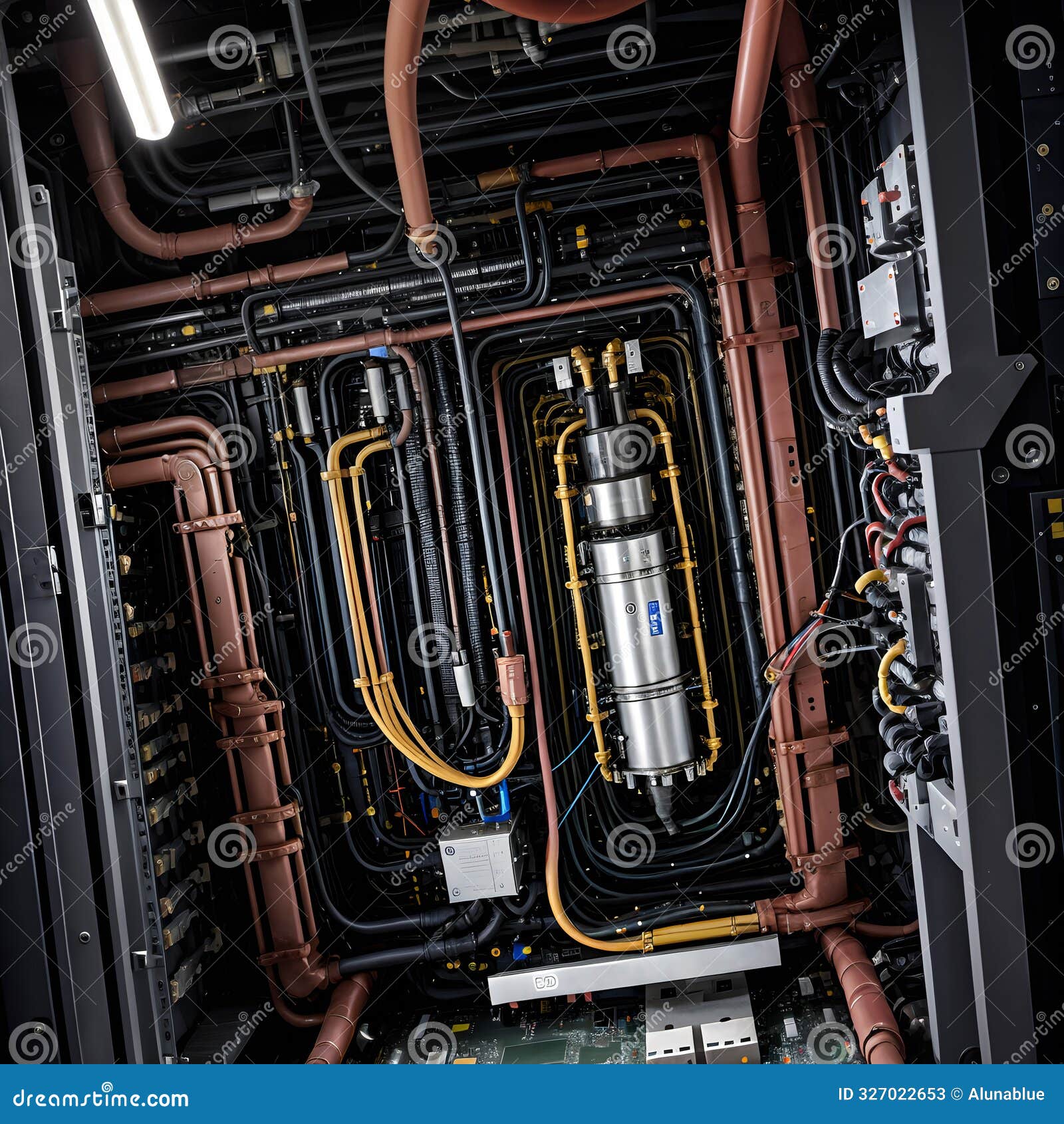 Complex Industrial Piping and Wiring in High-Tech Facility Stock Image ...