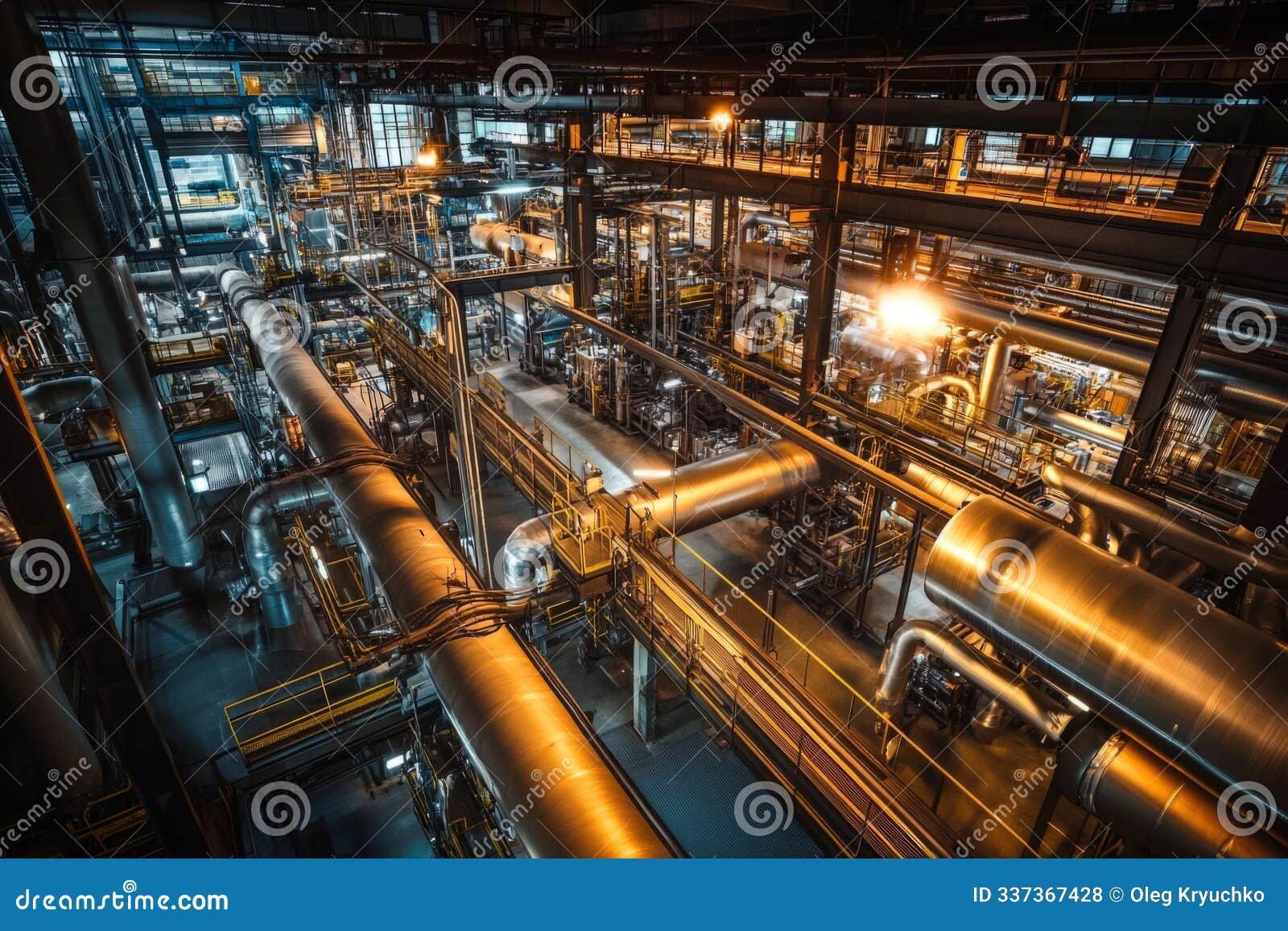 A Complex Industrial Scene with Intertwined Pipes and Structures. the ...