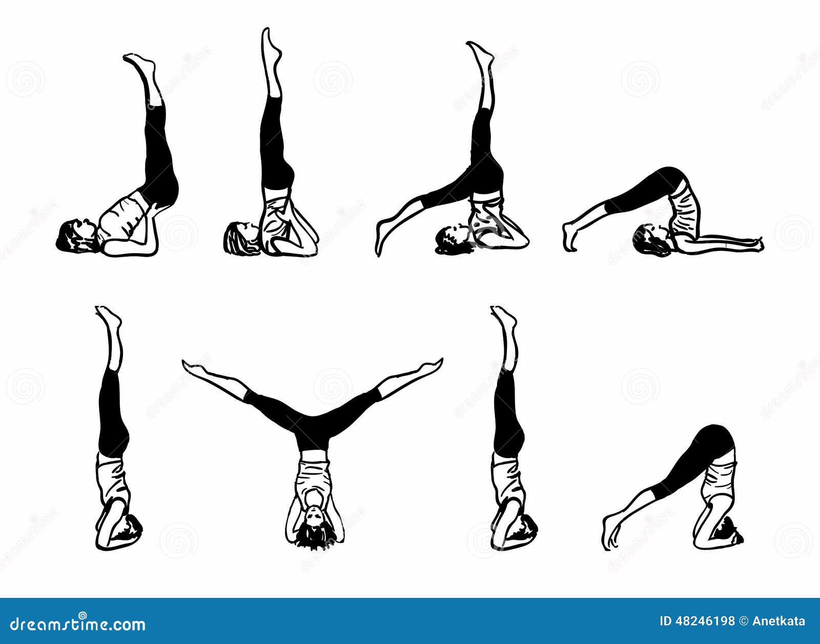Complex of Inverted Yoga Postures Stock Illustration - Illustration of ...