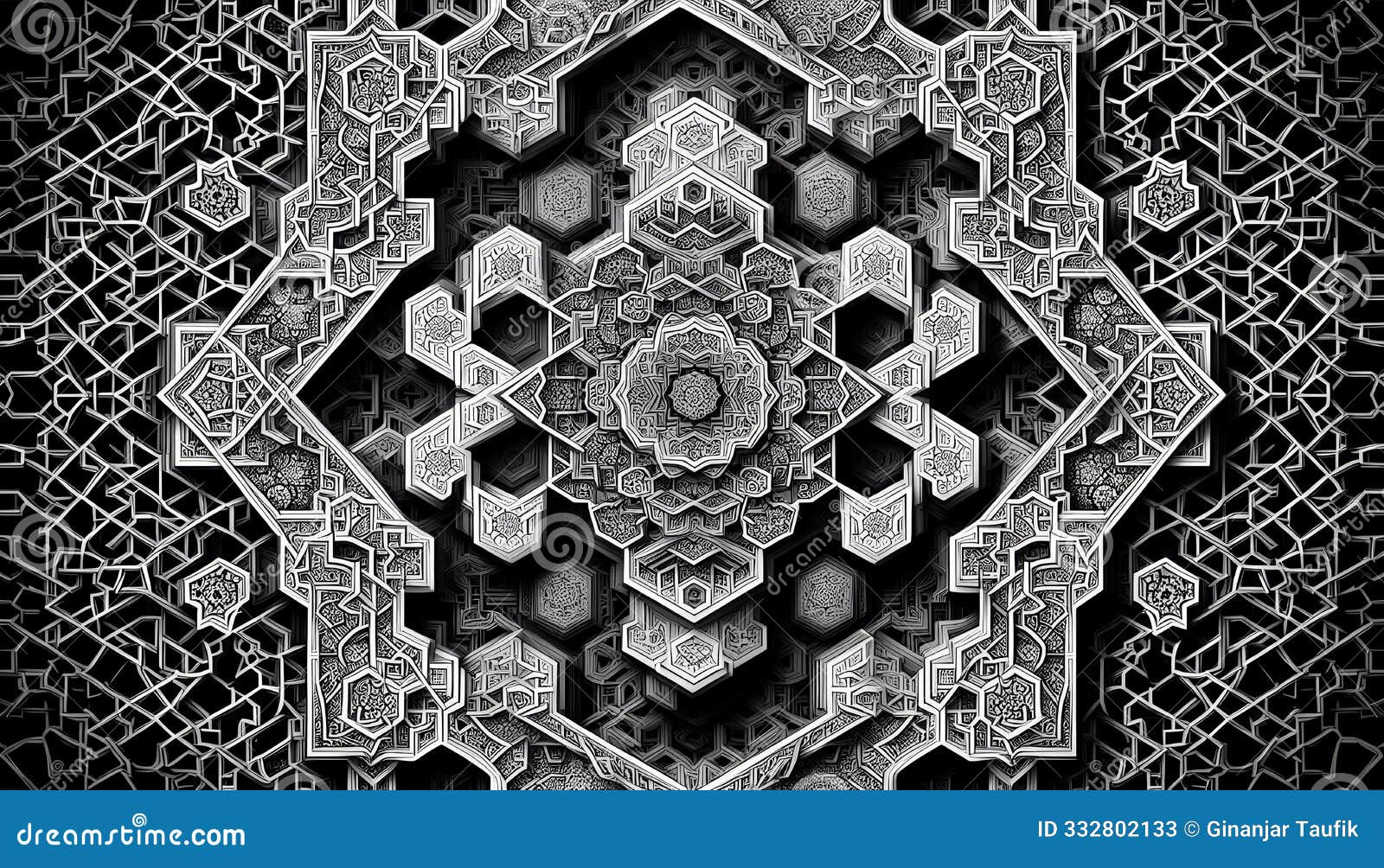 A Complex Islamic Geometric Pattern Stock Illustration - Illustration ...