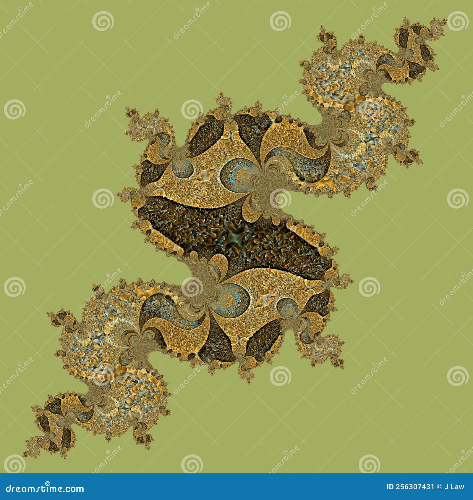 Complex Julia Type Fractal Concentric Shape Glowing on a Plain Green ...