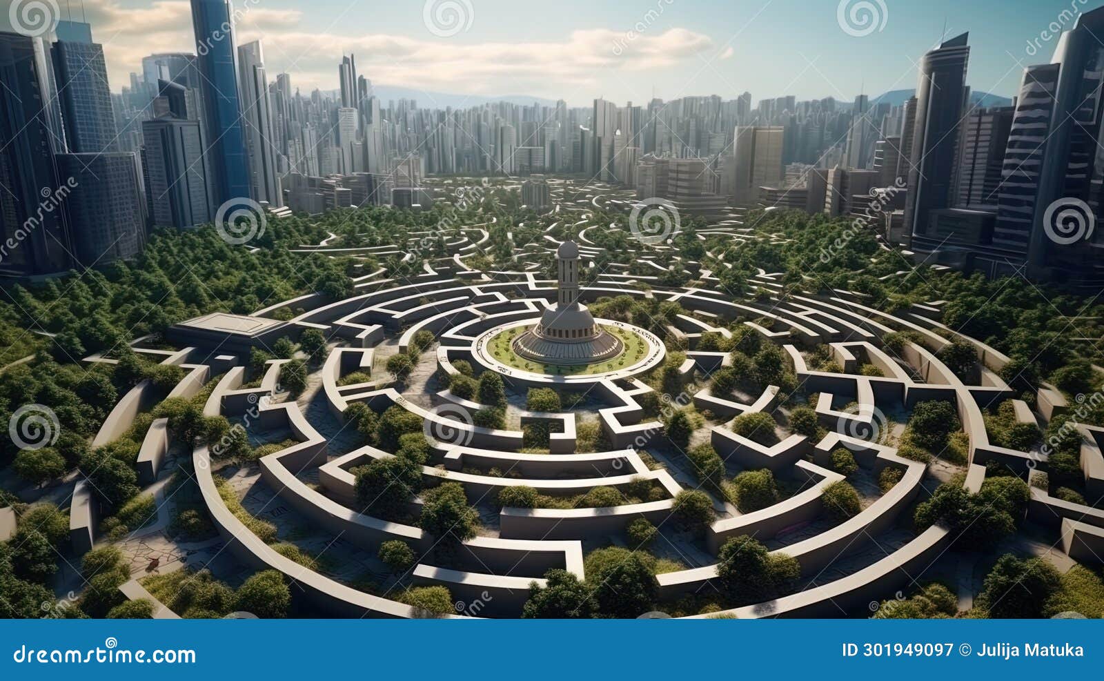A Complex Labyrinth that is a City Landscape with High Buildings Stock ...