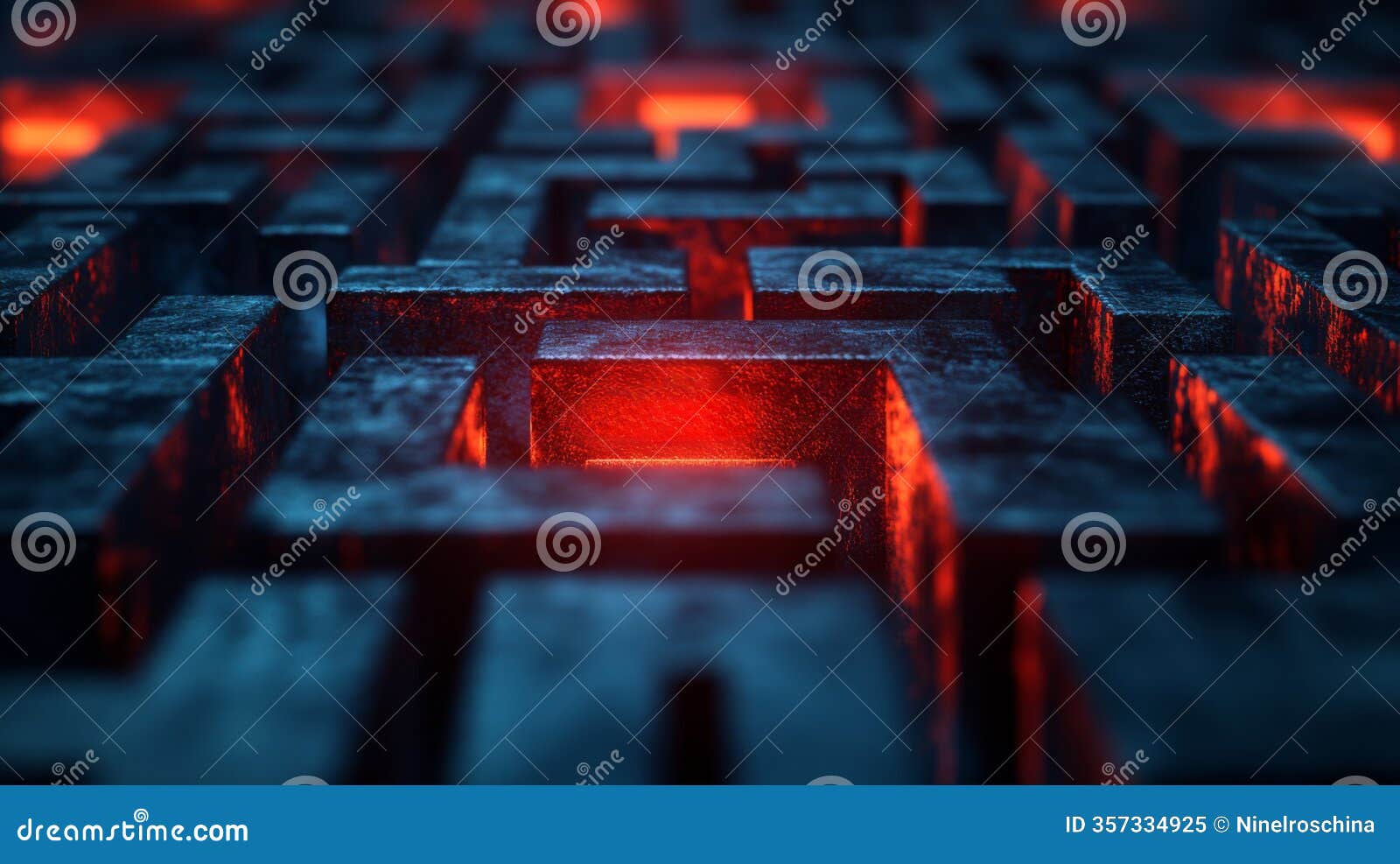 Exploration of a Surreal Labyrinth with Glowing Pathways Creating a ...