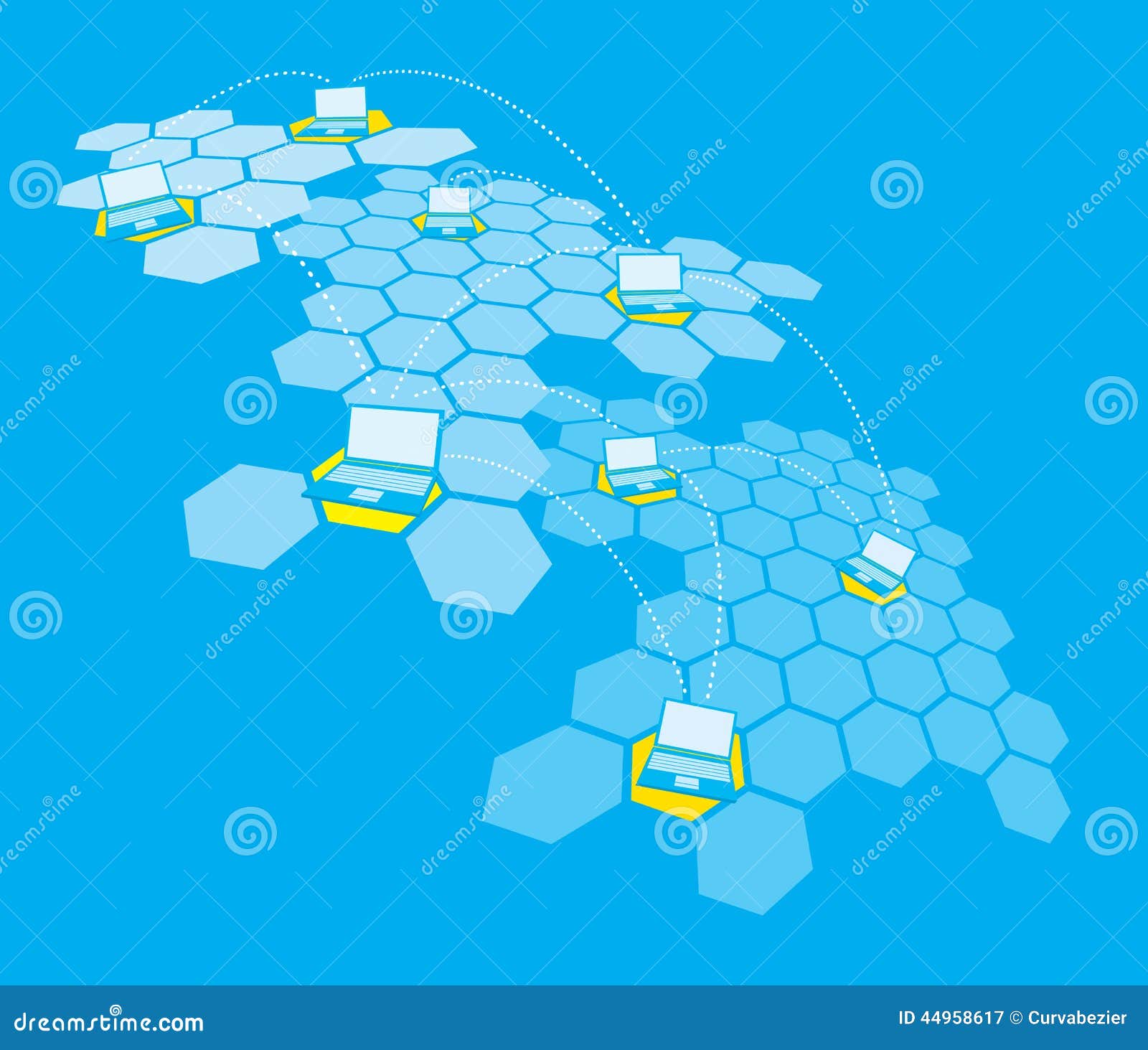 Complex Laptop Network Communication Stock Vector - Illustration of ...