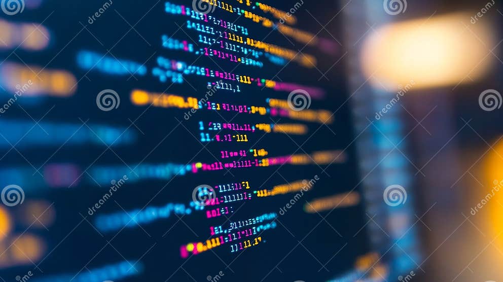Lines of Blue Source Code Displayed on a Dark Background in a Digital ...