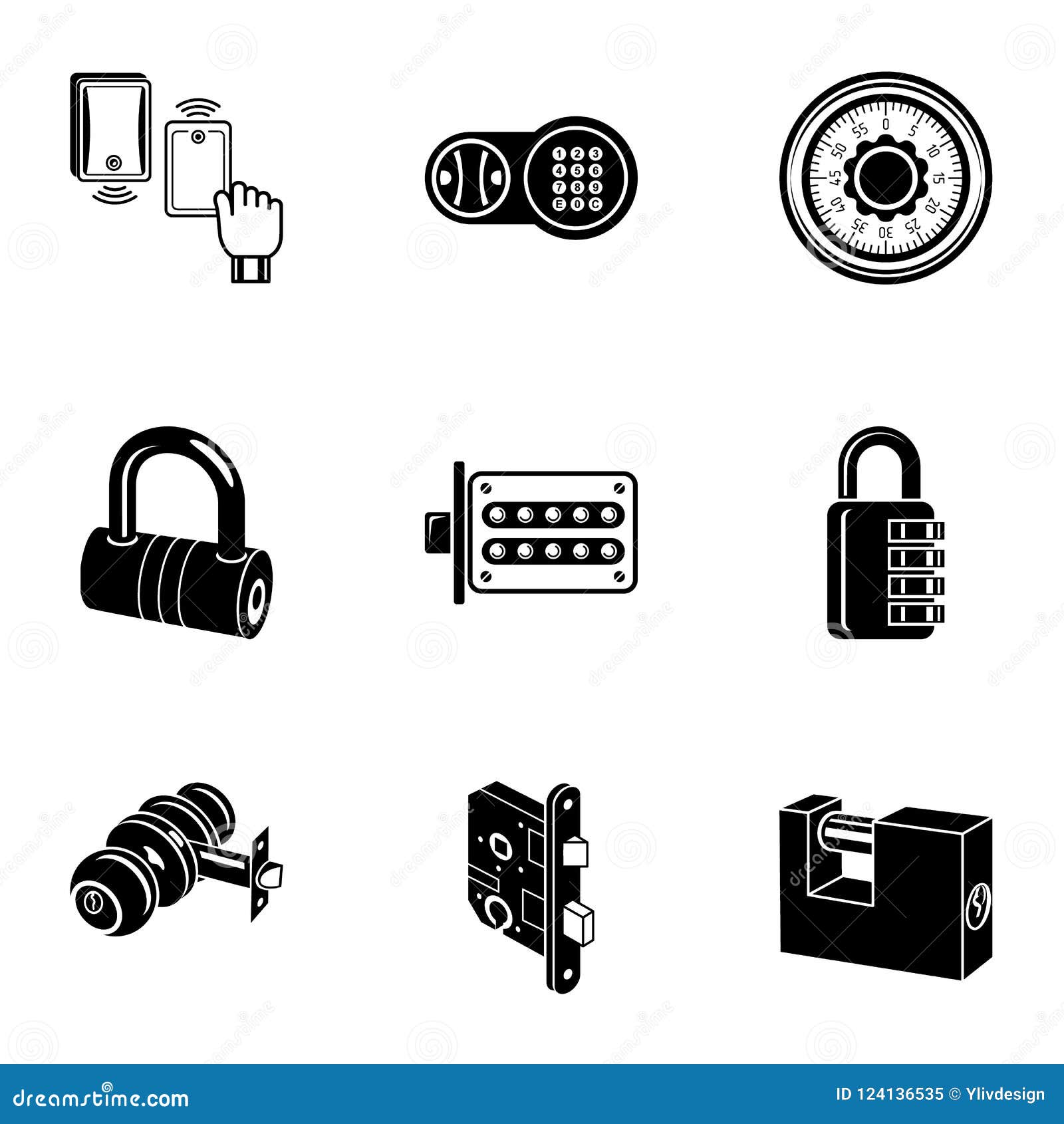 Complex Lock Icons Set, Simple Style Stock Vector - Illustration of ...
