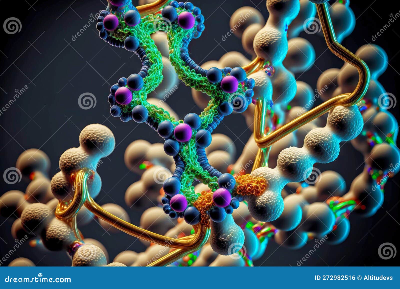Complex Long Chains in Structure of Molecule Closeup Models Stock ...