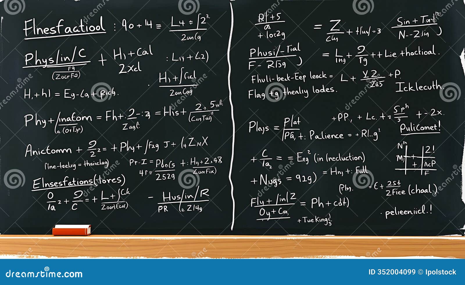 Complex Mathematical Equations and Formulas Written on Green Chalkboard ...