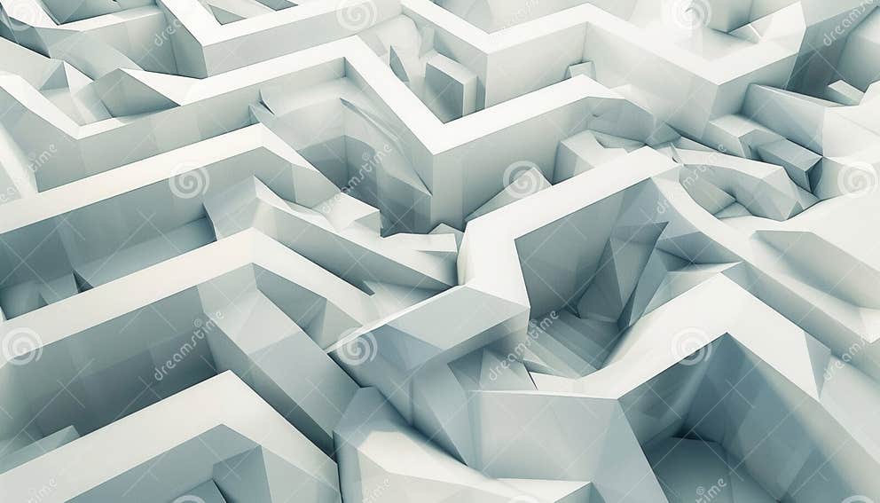 Intricate White Maze Structure Designed with Sharp Angles and Varying ...