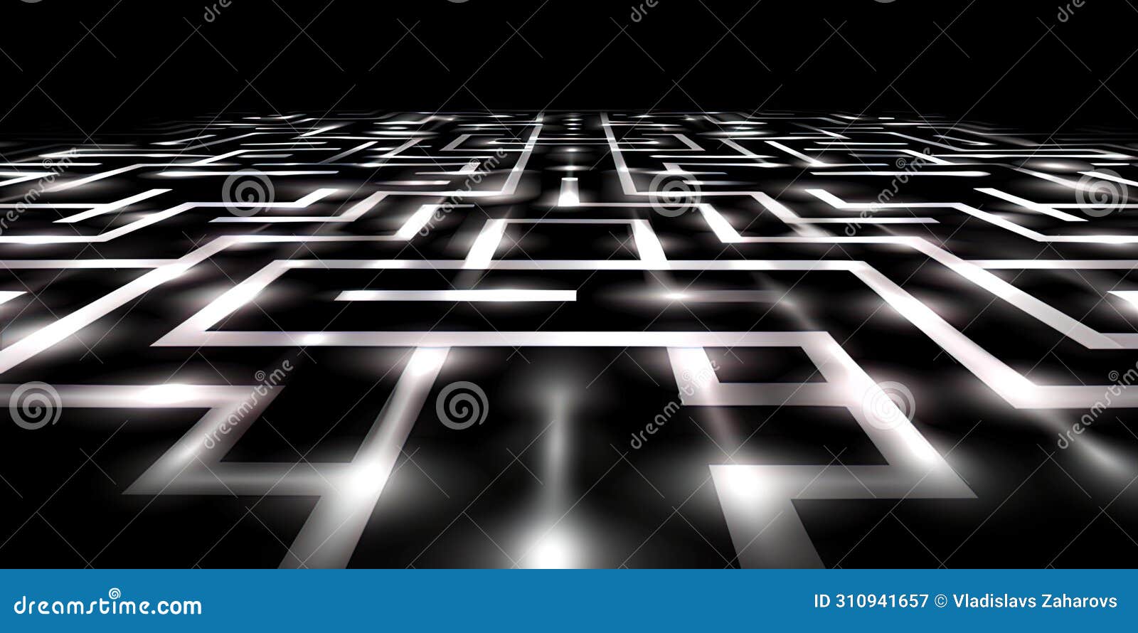Complex Maze Pattern in Black and White Stock Illustration ...