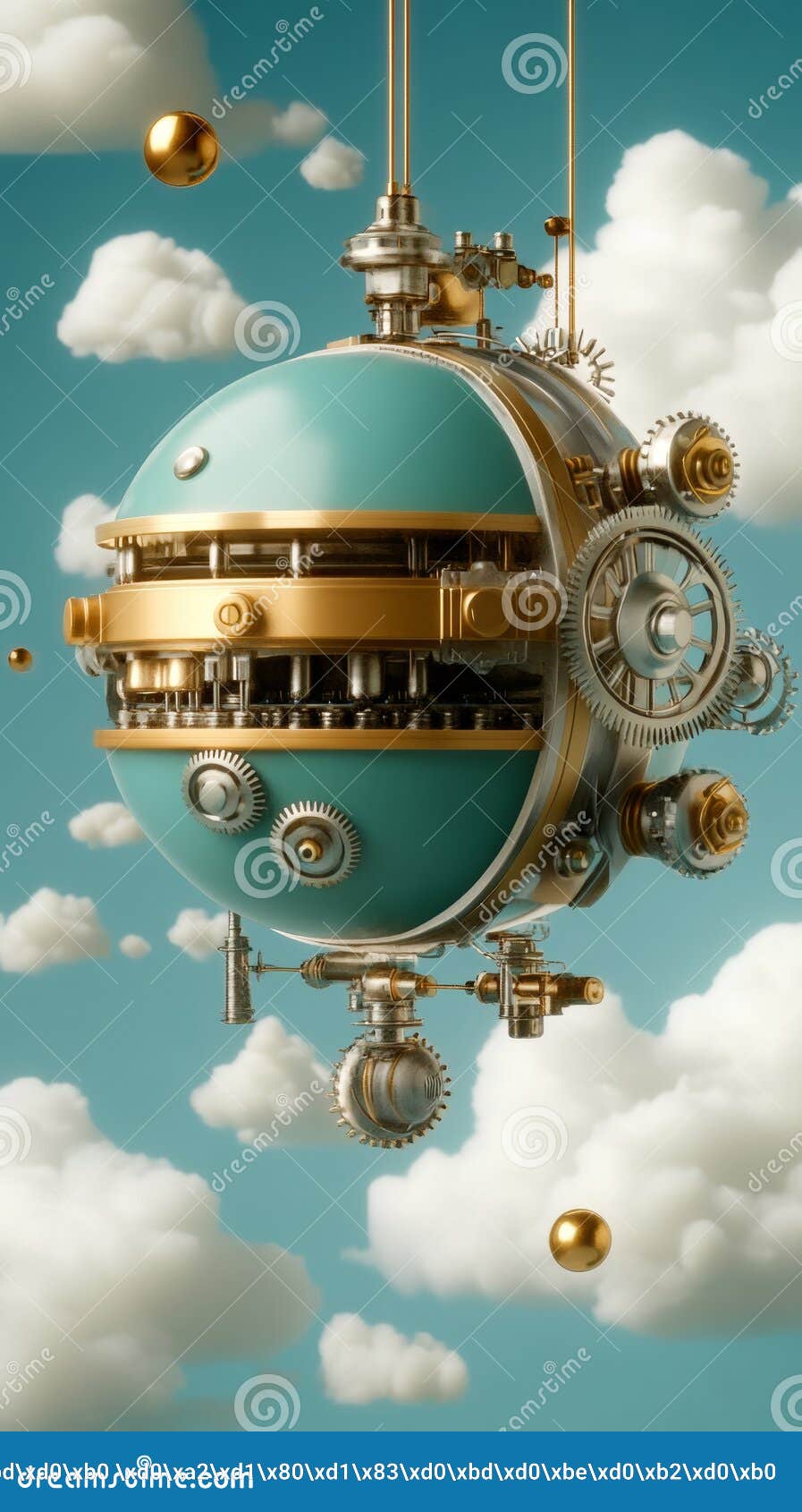 Floating Mechanical Sphere Surrounded by Clouds Showcases Intricate ...