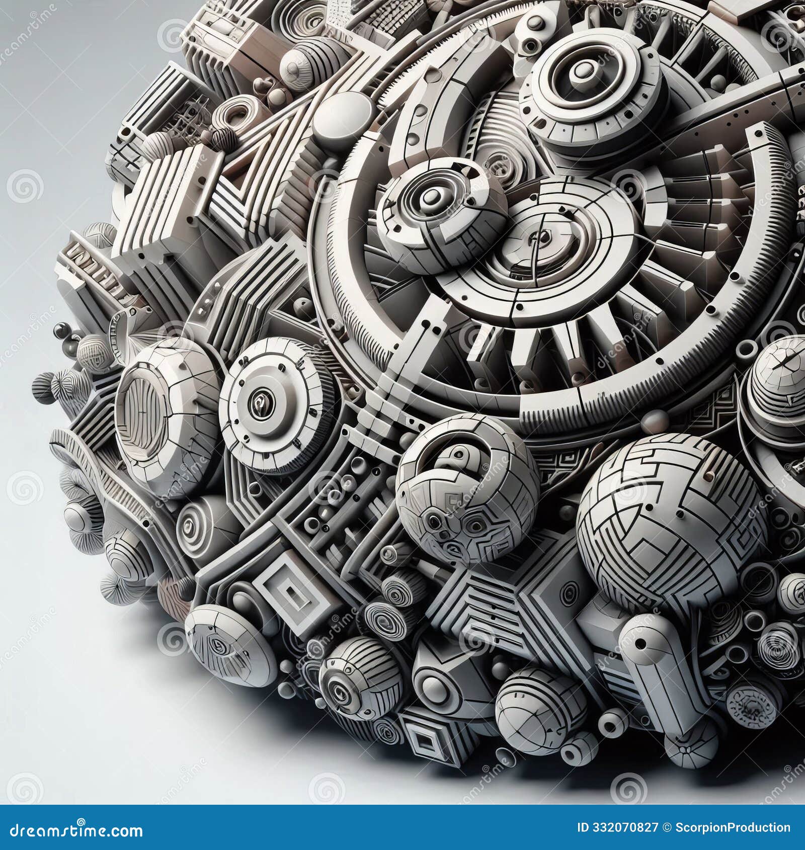 Complex Mechanical Sphere with Intricate Details Stock Illustration ...