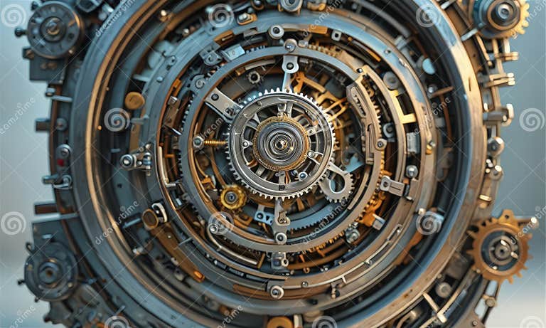 Complex Mechanical Structure, Featuring Central Gear with Circular ...