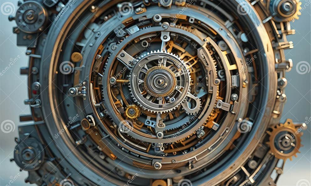 Complex Mechanical Structure, Featuring Central Gear with Circular ...