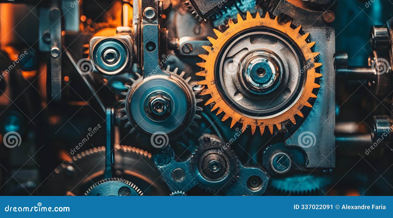 Complex Mechanical System with Gears and Components Stock Illustration ...