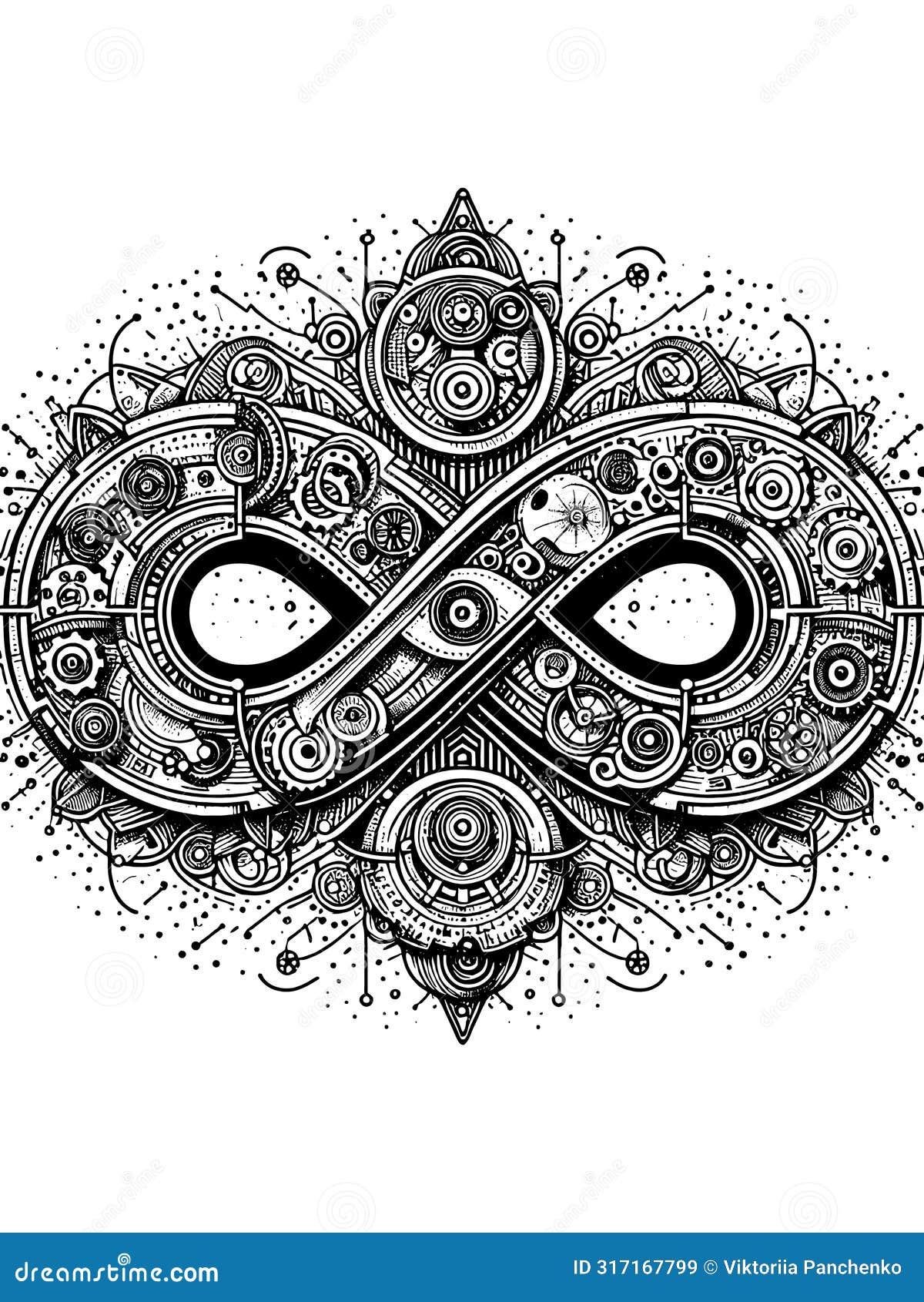 A Complex Mechanical System in the Shape of an Infinity Sign. Sketch ...