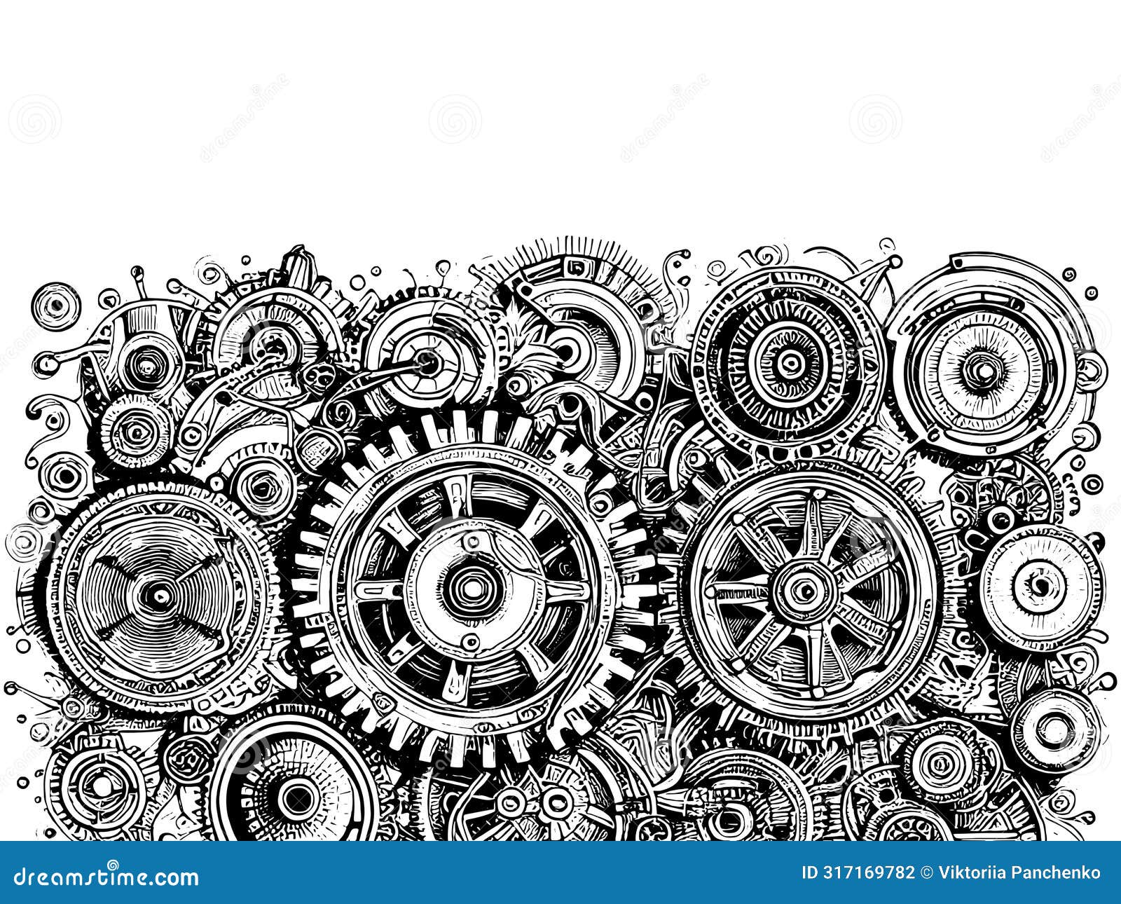 Complex Mechanism in a Cube. Sketch Board Imitation. Vector, Generative ...