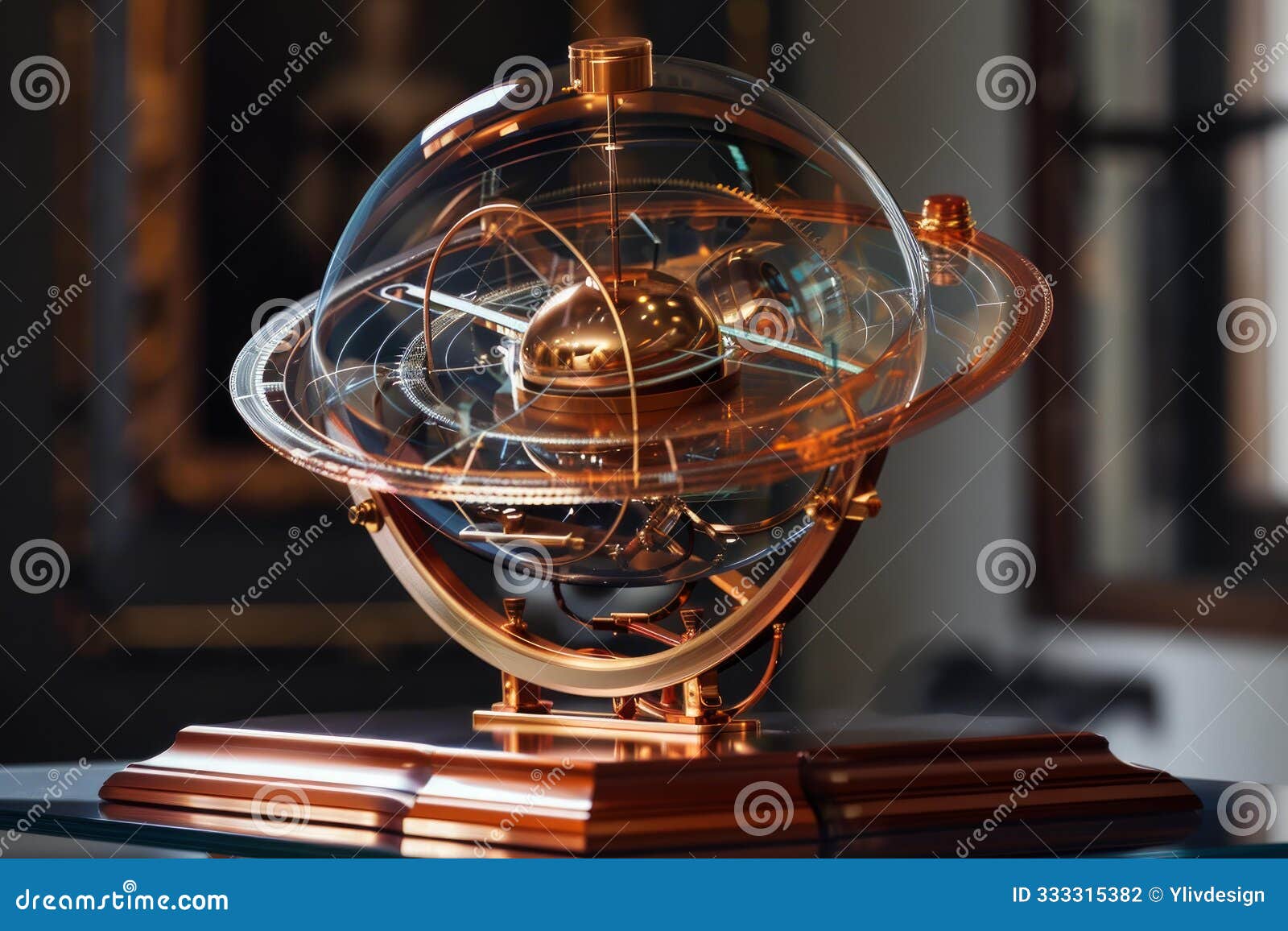 Complex Mechanism of a Spherical Clock Showing Time and Planets Stock ...