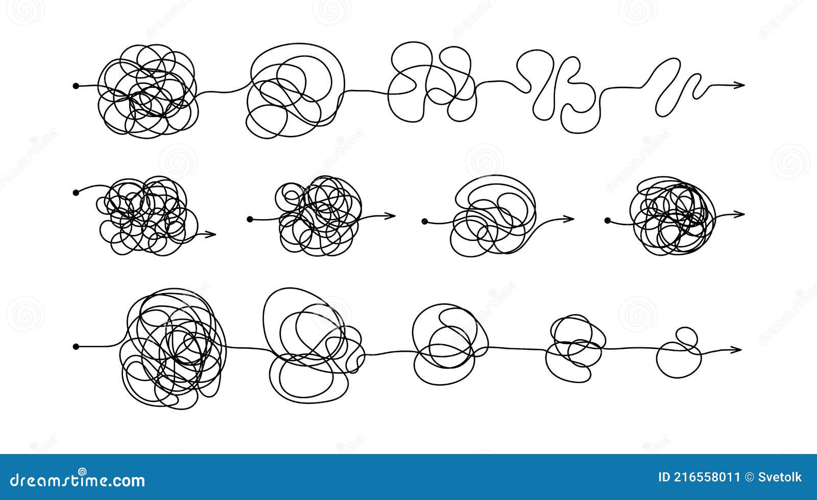 Complex Messy Connected Lines As Concept of Chaos Solving. Process of ...