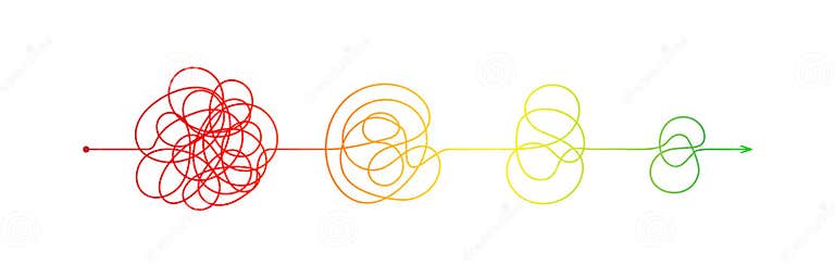 Complex Messy Connected Lines As Concept of Chaos Solving. Process of ...
