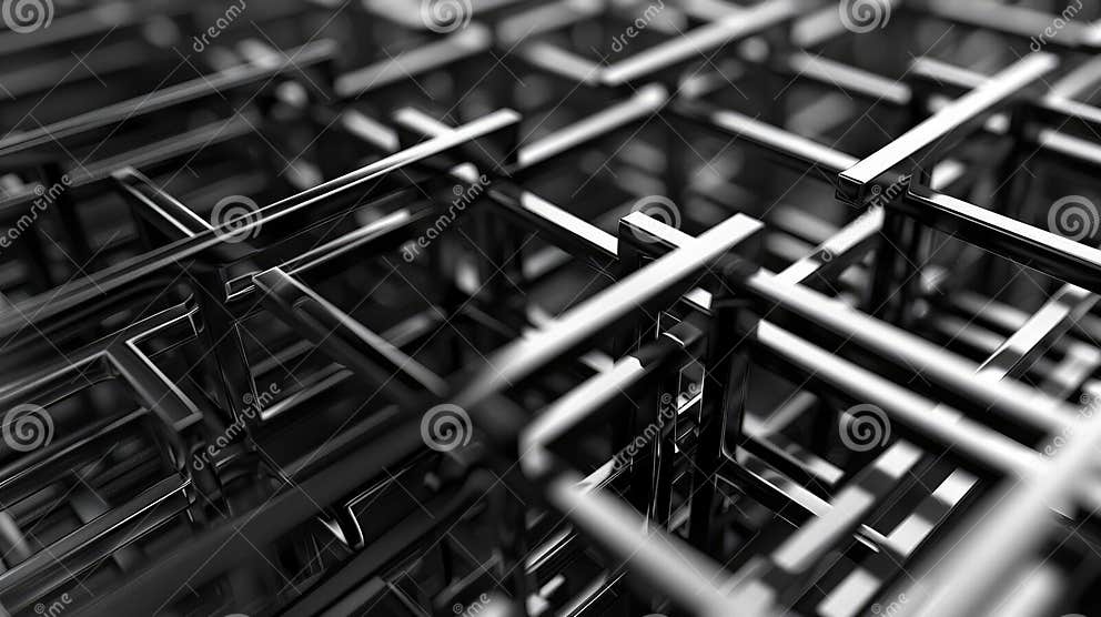 Complex Metallic Geometric Frameworks Creating Depth and Cohesion Stock ...