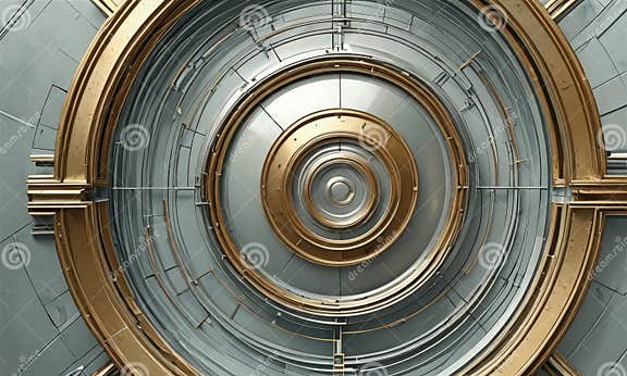 Complex Metallic Structure with Concentric Circles and Central Metallic ...