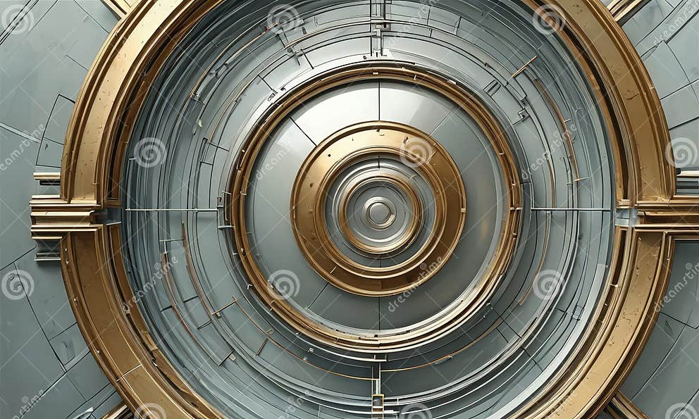 Complex Metallic Structure with Concentric Circles and Central Metallic ...