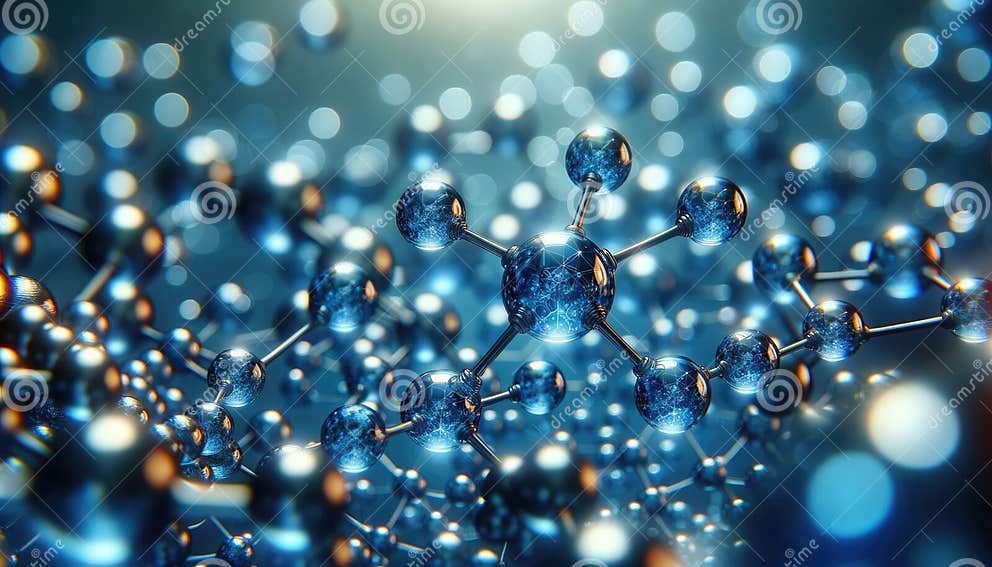 Complex Molecular Network with Illuminated Nodes Stock Illustration ...