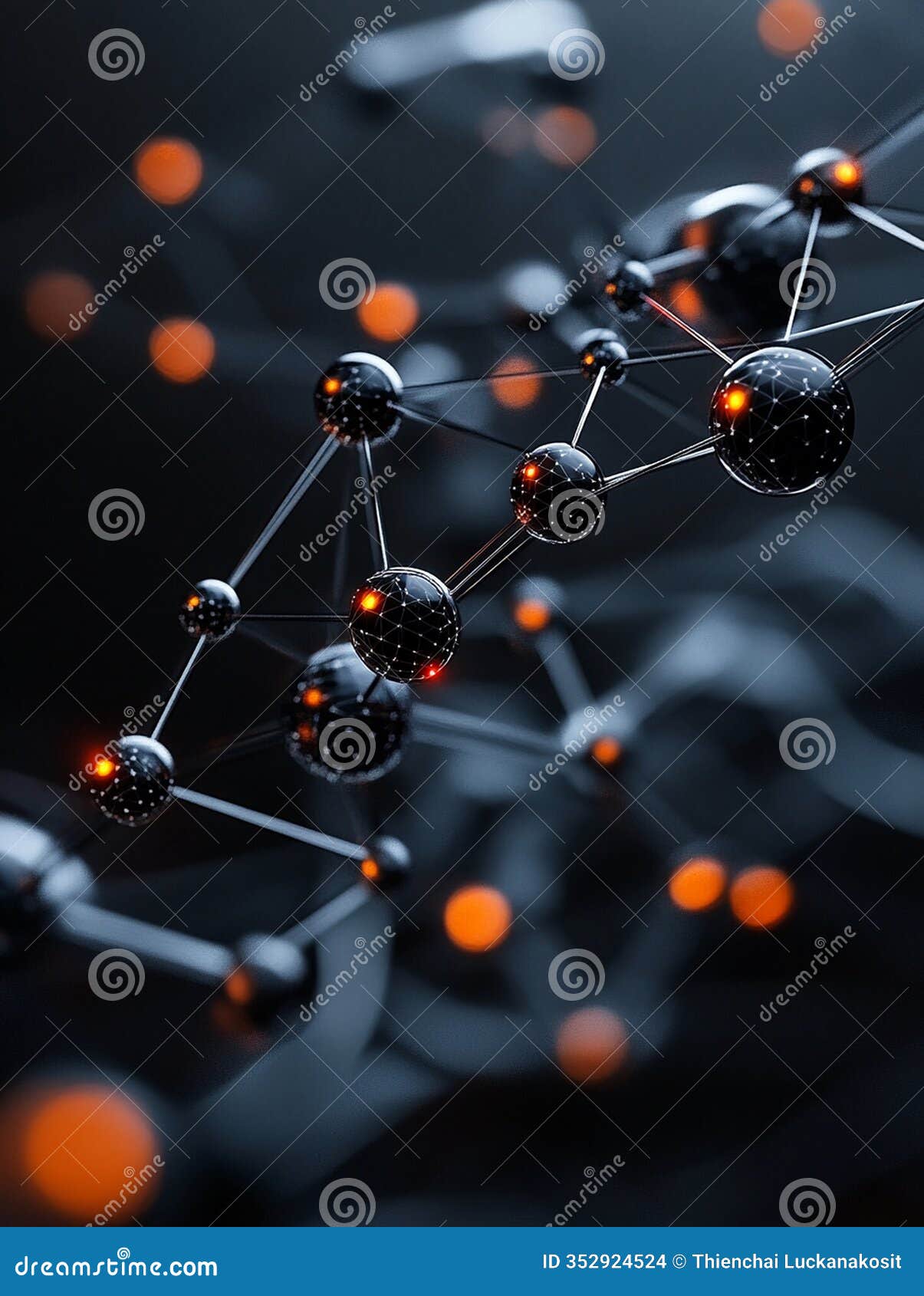 Complex Molecular Structure with Glowing Nodes and Connections ...