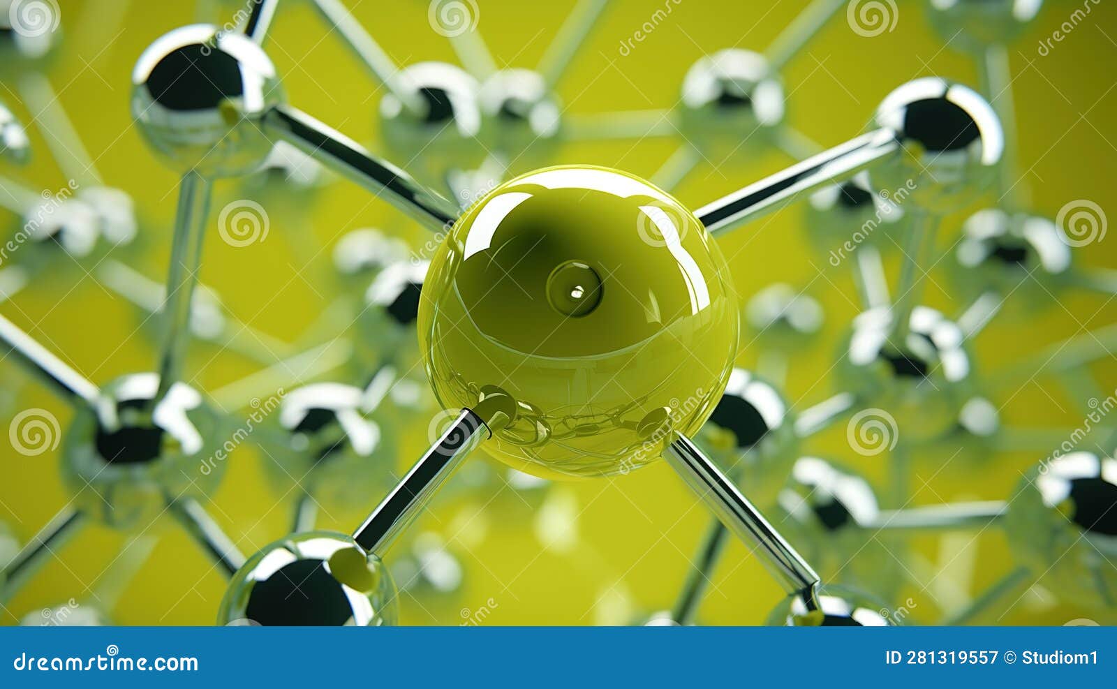 Complex Molecular Structure with Spherical Particles. Futuristic ...
