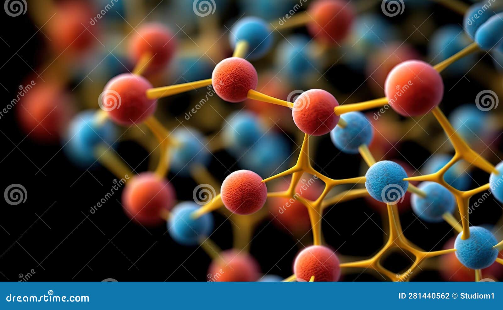 Complex Molecular Structure with Spherical Particles. Futuristic ...