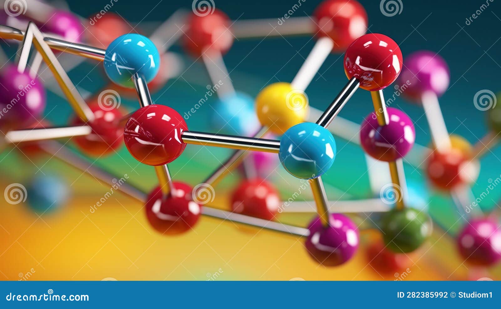 Complex Molecular Structure with Spherical Particles. Futuristic ...