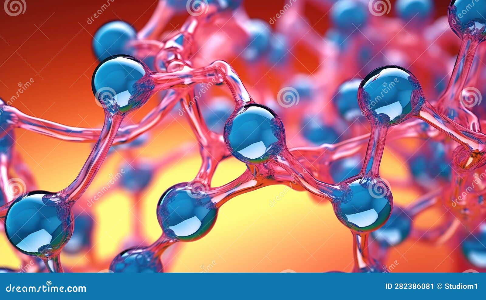 Complex Molecular Structure with Spherical Particles. Futuristic ...