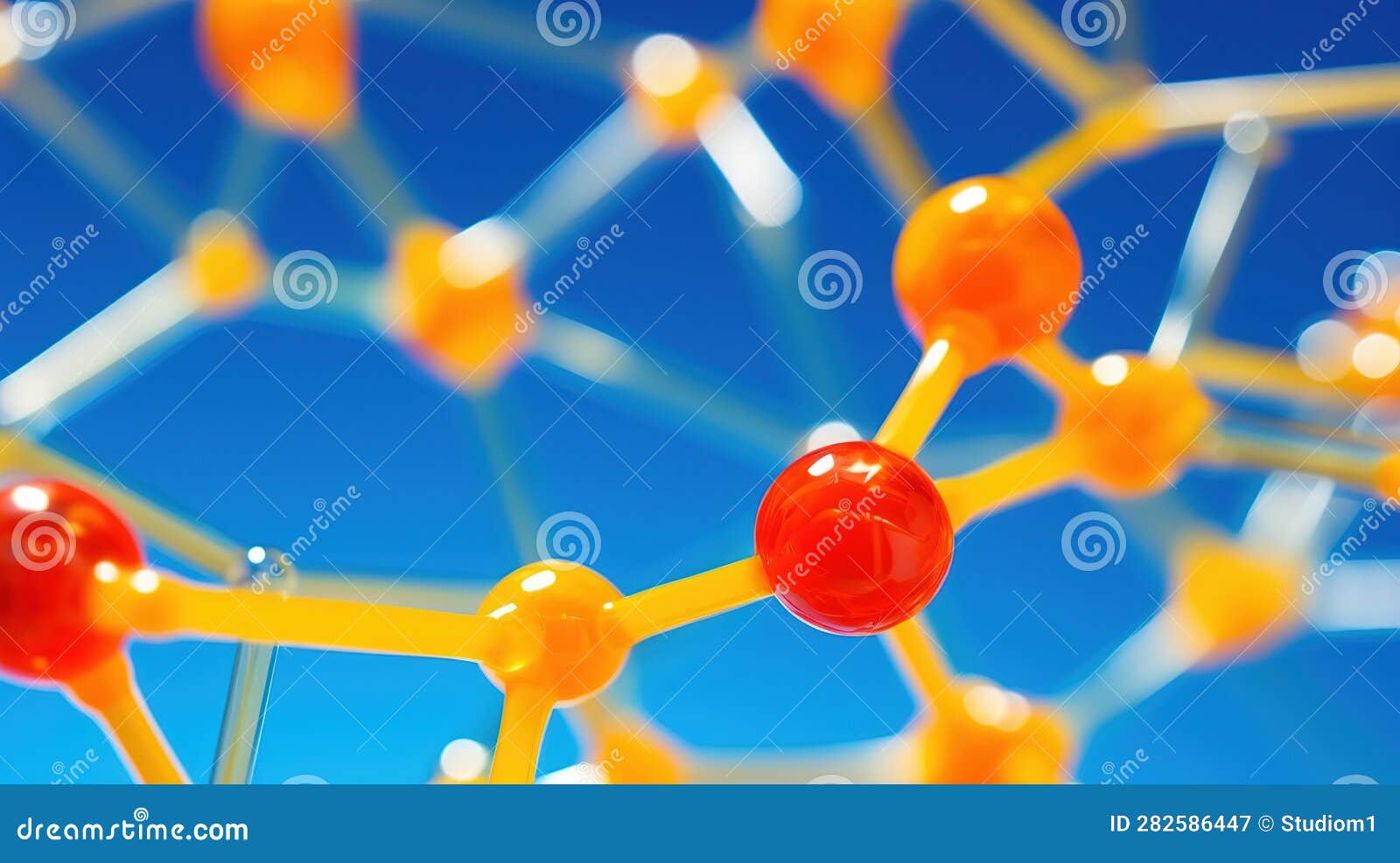 Complex Molecular Structure with Spherical Particles. Futuristic ...