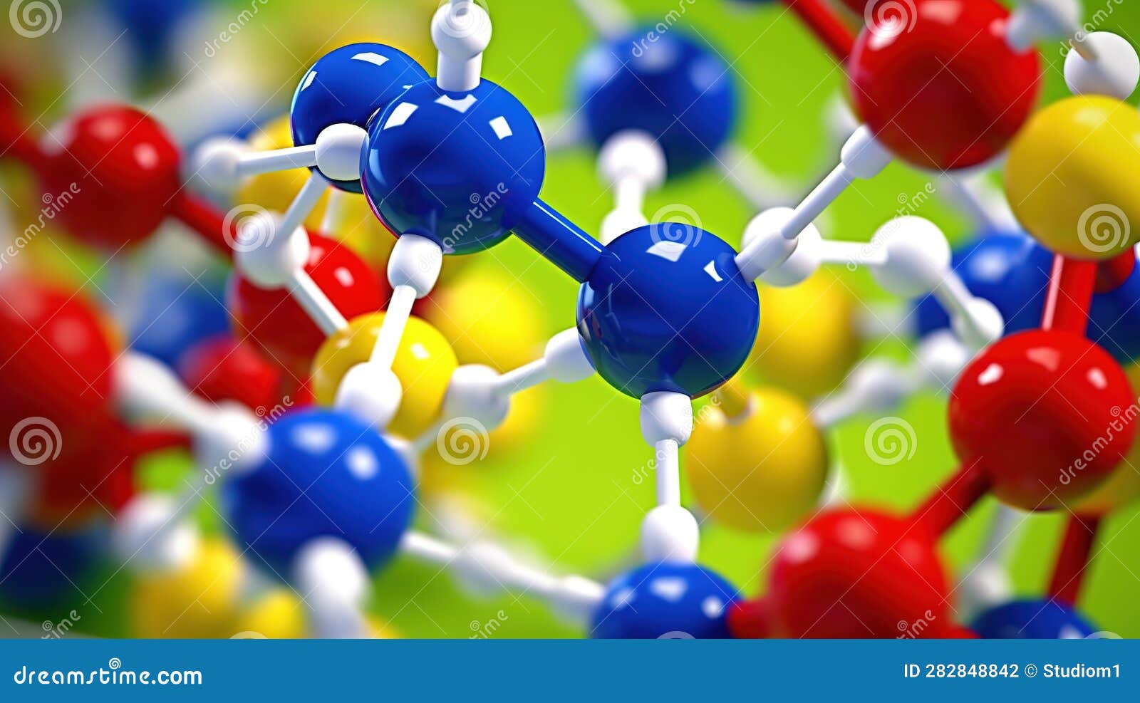 Complex Molecular Structure with Spherical Particles. Futuristic ...