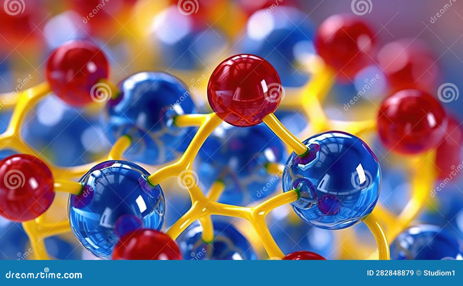 Complex Molecular Structure with Spherical Particles. Futuristic ...