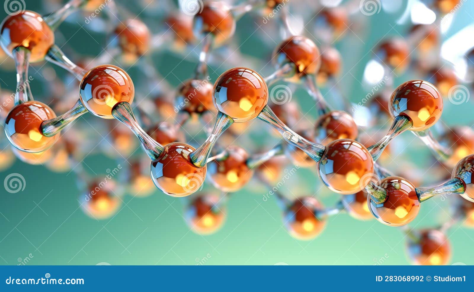 Complex Molecular Structure with Spherical Particles. Futuristic ...