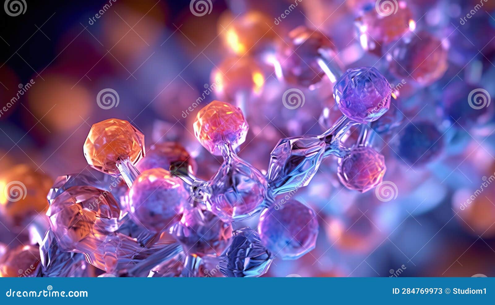 Complex Molecular Structure with Spherical Particles. Futuristic ...