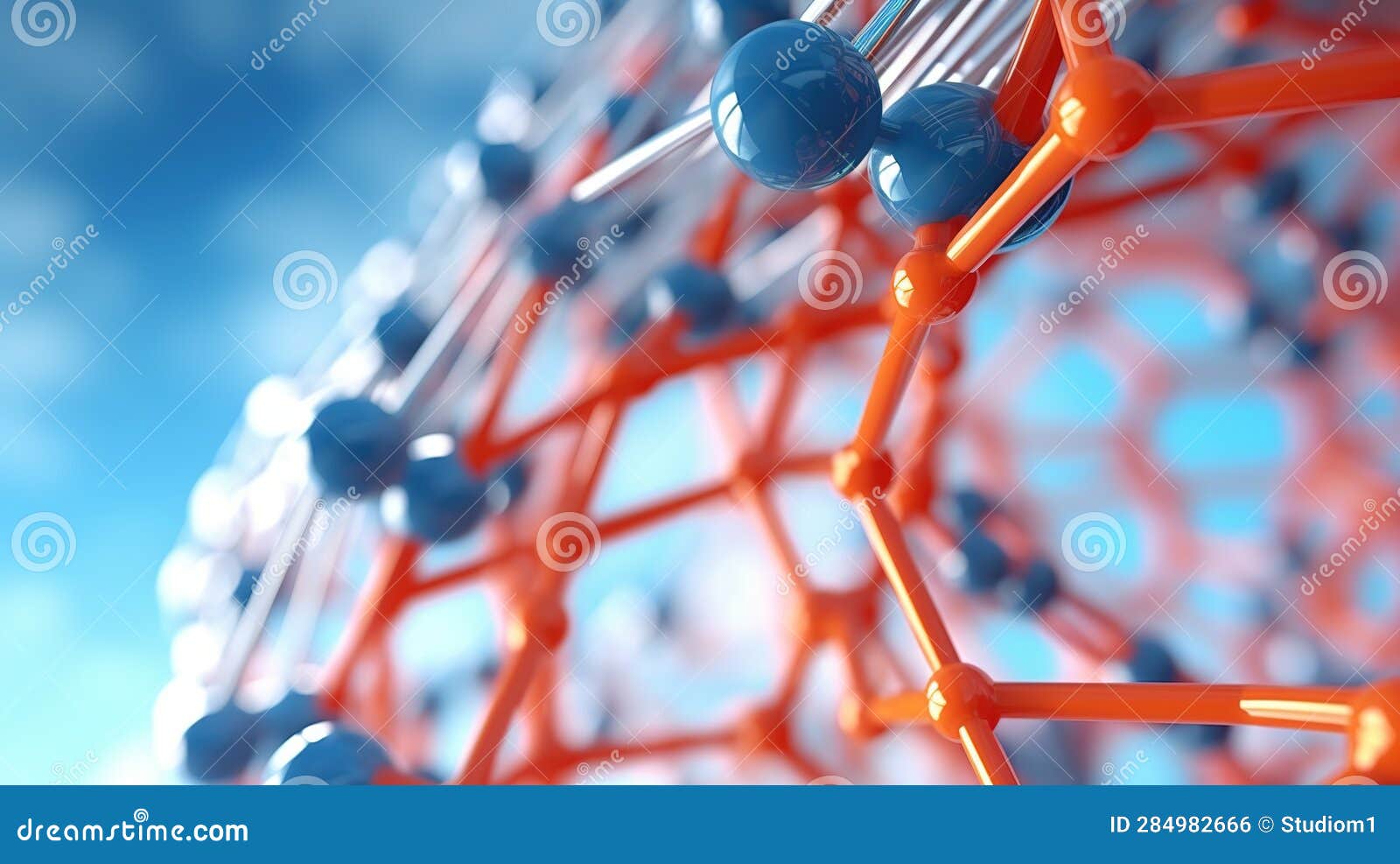 Complex Molecular Structure with Spherical Particles. Futuristic ...
