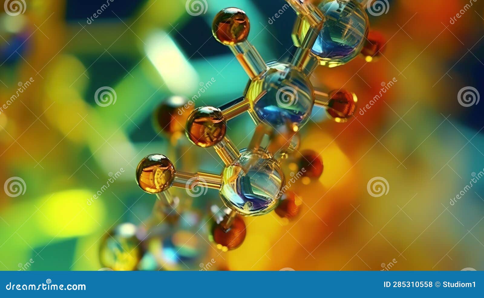 Complex Molecular Structure with Spherical Particles. Futuristic ...