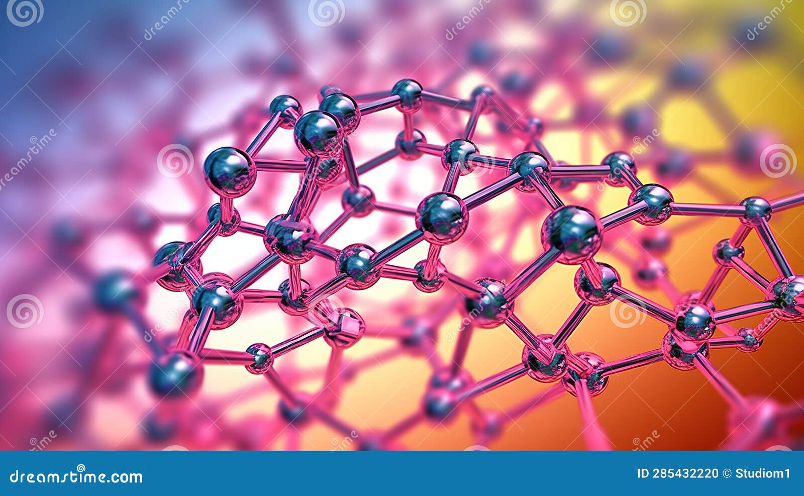 Complex Molecular Structure with Spherical Particles. Futuristic ...