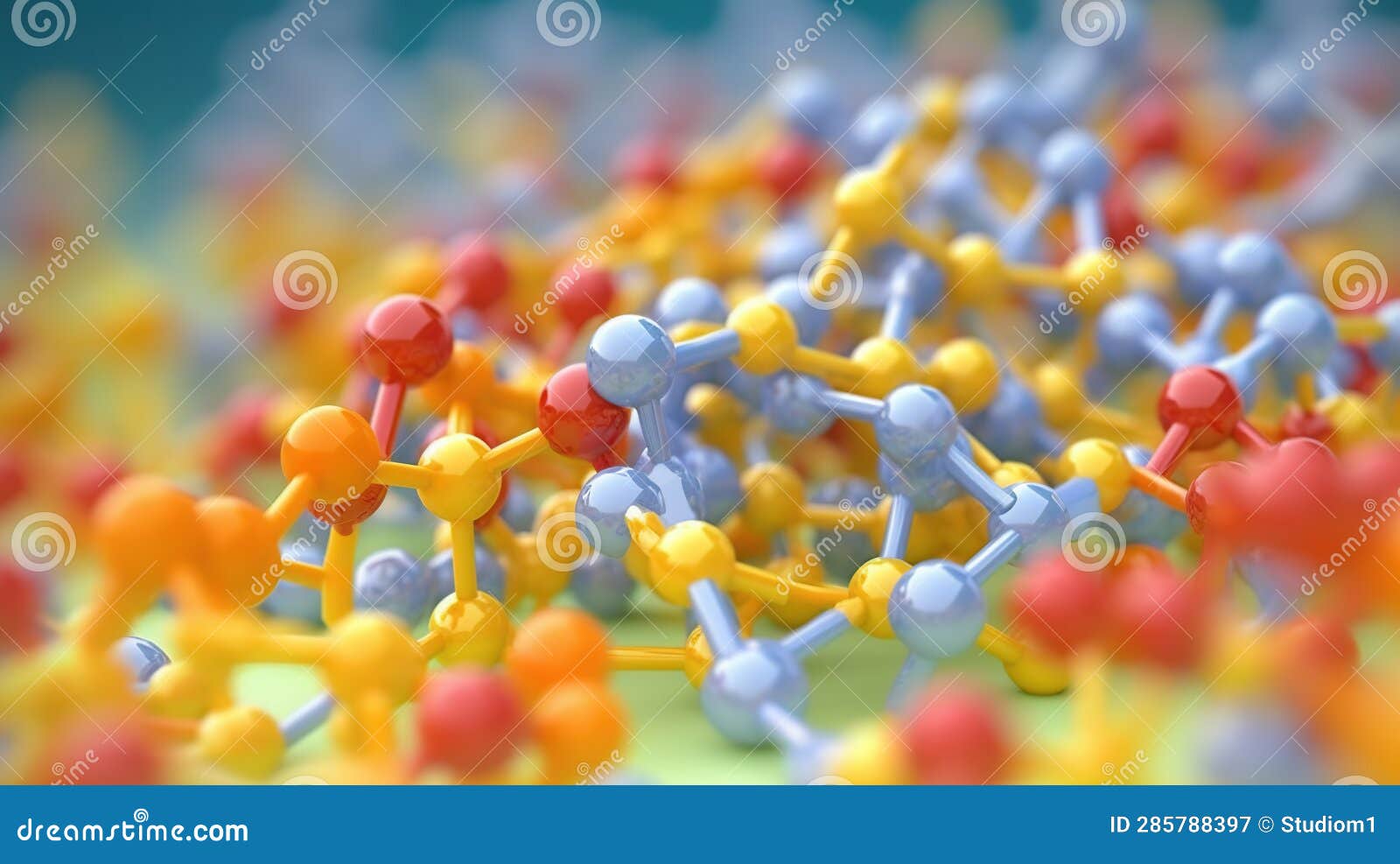 Complex Molecular Structure with Spherical Particles. Futuristic ...