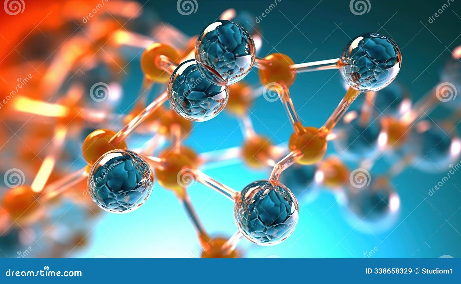 Complex Molecular Structure with Spherical Particles. Futuristic ...