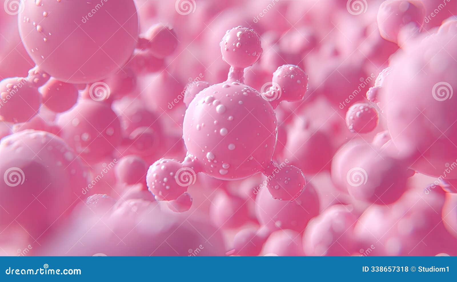 Complex Molecular Structure with Spherical Particles. Futuristic ...