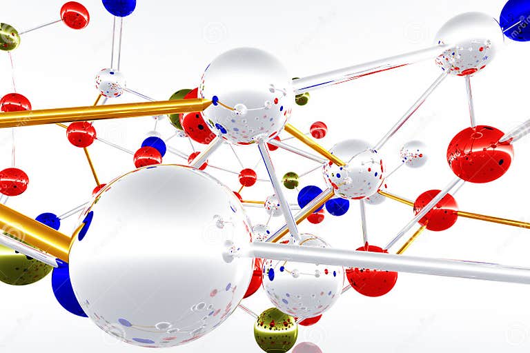 Complex Molecule Atom Structure 3D Render Stock Illustration ...