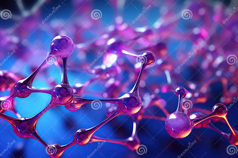 Complex Molecule 3D Illustration. Abstract Molecular Lattice, Cellular ...