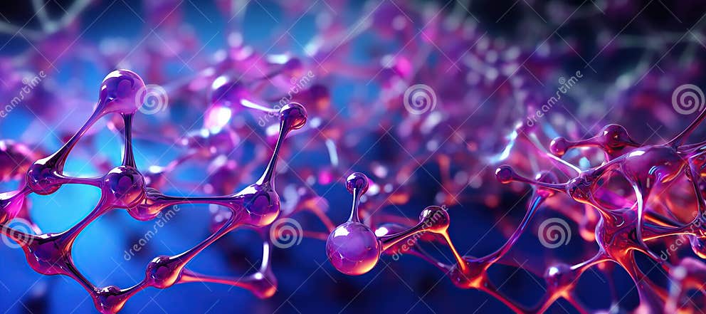 Complex Molecule 3D Illustration. Abstract Molecular Lattice, Cellular ...